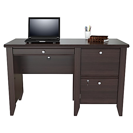 Inval Sherbrook 48 W Computer Desk With Locking File Drawer Espresso