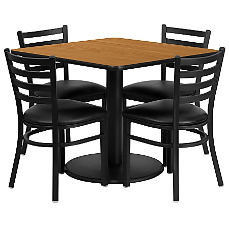 Flash Furniture Square Laminate Table Set With Round Base And 4 Ladder ...