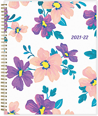 Blue Sky WeeklyMonthly Planning Calendar 8 12 x 11 Preppy Floral Purple ...