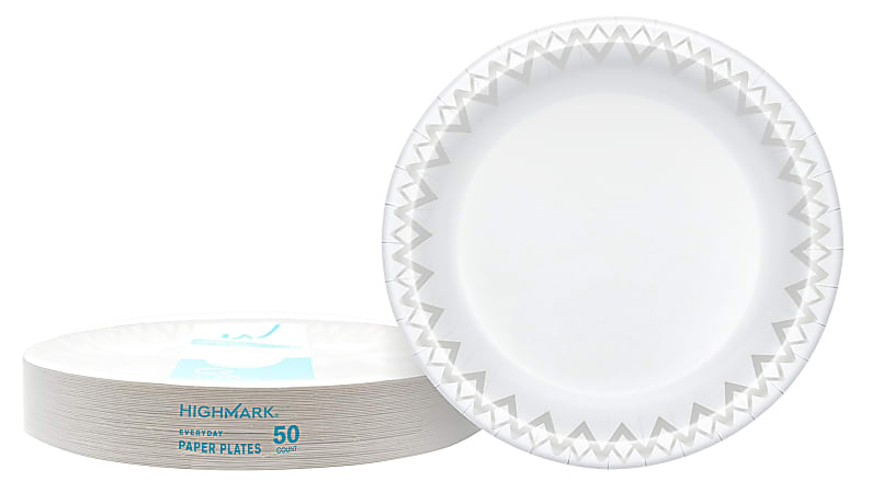 Highmark Paper Plates 10 Printed White Pack Of 50 - Office Depot