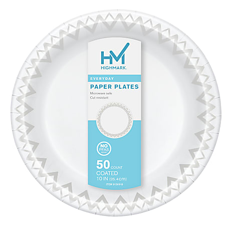 Highmark Paper Plates 10 Printed White Pack Of 50 - Office Depot