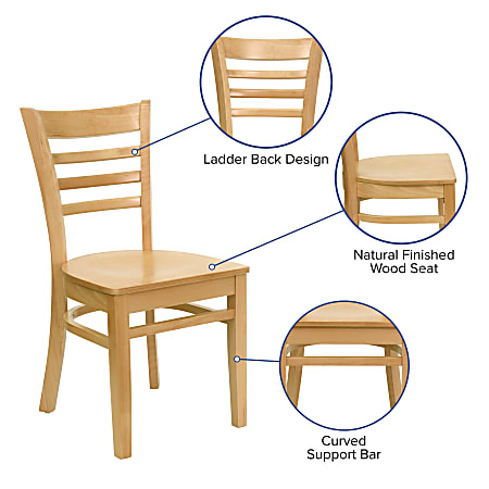 Flash Furniture Ladder Back Wood Restaurant Accent Chair Natural ...