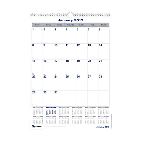 Blueline FSC Certified Monthly Wall Calendar 12 x 17 January December ...