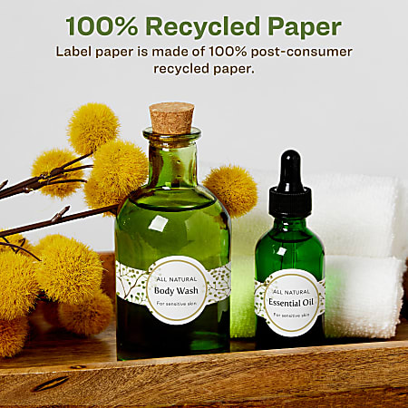 Avery Recycled Paper Labels 94122 EWMP100 Cigar 1 12 x 3 12 White Pack ...