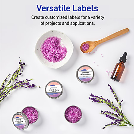 Avery Printable Labels With Sure Feed Round 1 diameter Matte White Pack ...