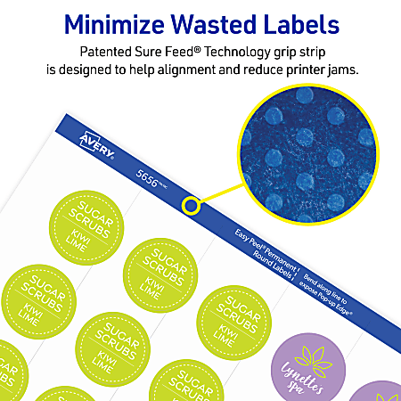 Avery Printable Labels With Sure Feed Round 1 diameter Matte White Pack ...