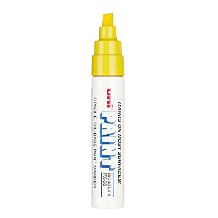 uni ball uni Paint Oil Base Marker Broad White Barrel Yellow Ink ...