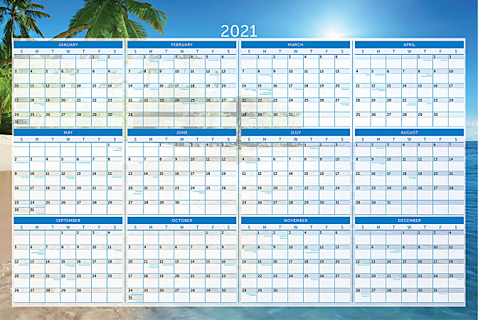 Office Depot Brand Reversible Erasable Wall Calendar 36 x 24 Paradise ...