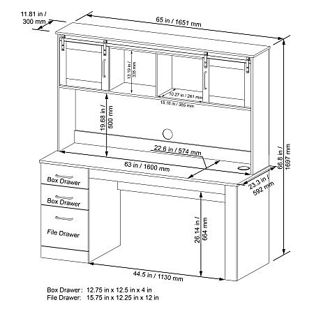 Realspace Peakwood 65 W Computer Desk With Hutch And Wireless Charging ...