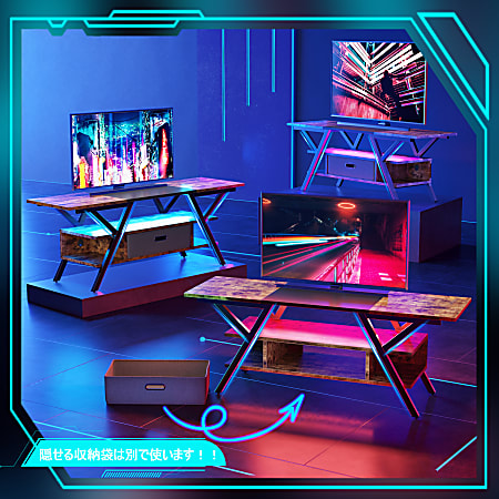 Bestier 55 LED Gaming TV Stand For 65 TV With Drawer Storage Shelf 22 H ...