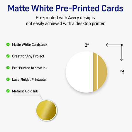 Avery Printable Round Cards With Sure Feed Technology 2 Matte White ...