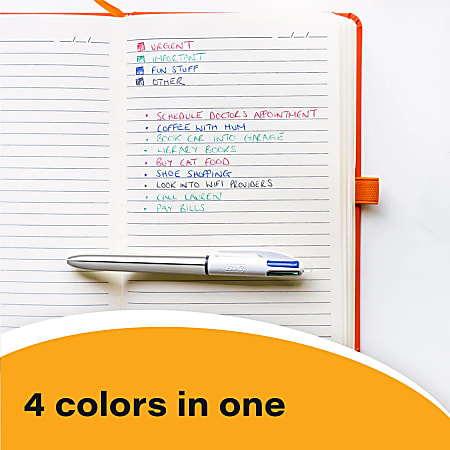BIC 4 Color Shine Retractable Ballpoint Pens Medium Point 1.0 mm ...