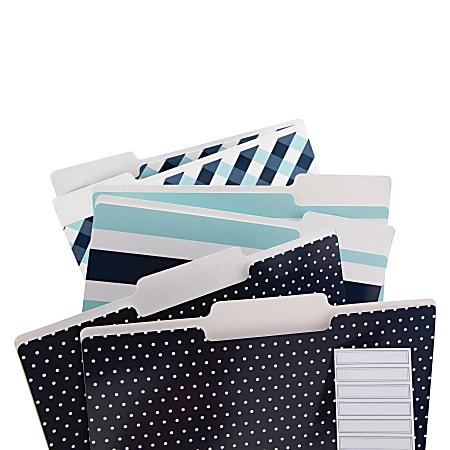 Realspace File Folders Letter Size BlueNavyWhite Pack Of 6 - Office Depot