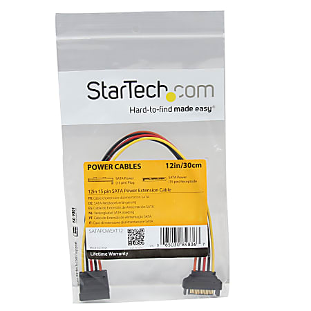 StarTech.com 12in 15 Pin SATA Power Extension Cable Extend a SATA Power ...