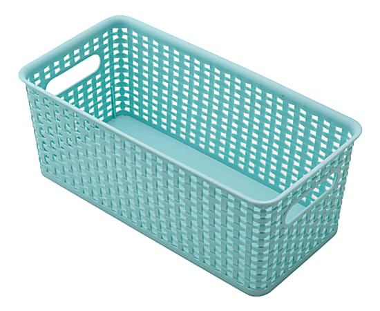 Realspace Plastic Weave Bookshelf Bin Small Size Blue - Office Depot