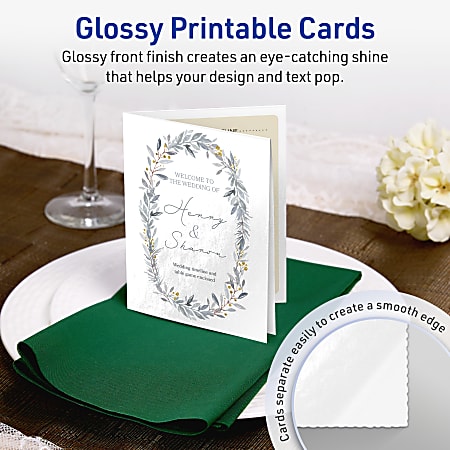 Avery Printable Quarter Fold Greeting Cards 4 14 x 5 12 Glossy White ...