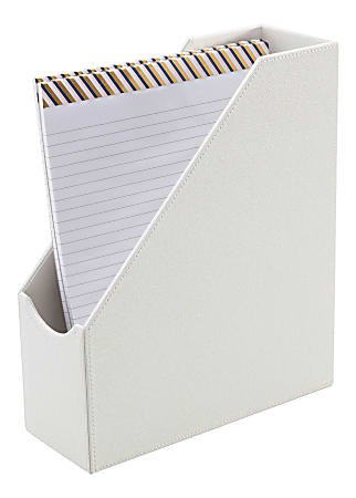 Realspace White Faux Leather Magazine File - Office Depot