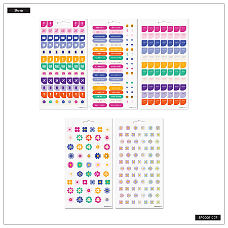 Happy Planner Flower Burst Stickers Medium 71 Stickers Per Sheet Pack ...