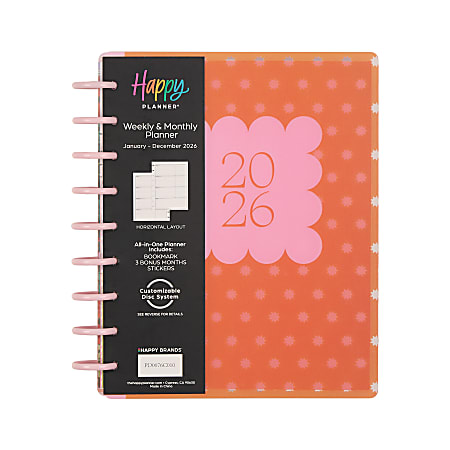 2026 Happy Planner MonthlyWeekly Classic Disc Bound Planner 7 x 9 14 ...