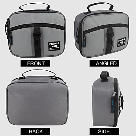 Fridge Pak Lunch Boxes With Clips 7 14 H x 9 W x 4 D BlackGrayGreen ...