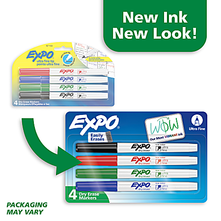 EXPO Low Odor Dry Erase Markers Ultra Fine Point Assorted Colors Pack ...
