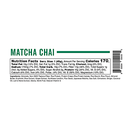 IQ BAR Brain Fuel Protein Bars Matcha Chai 1.6 Oz Box Of 24 Bars ...