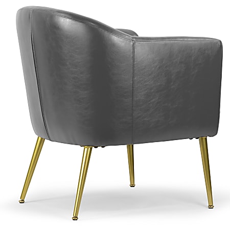 Glamour Home Avi Faux Leather Accent Chair With Metal Legs GrayGold ...