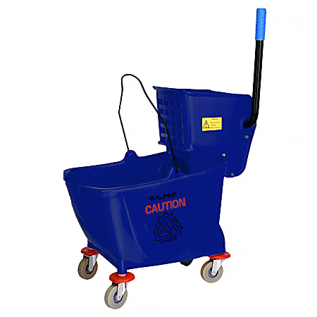 Alpine PVC Mop Bucket With Side Wringer 36 Qt 35 H x 15 W x 25 D Blue ...