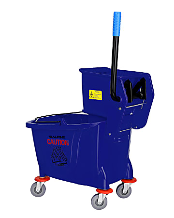 Alpine PVC Mop Bucket With Side Wringer 36 Qt 35 H x 15 W x 25 D Blue ...