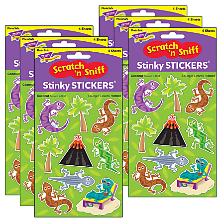 Trend Stinky Stickers Loungin LizardsCoconut 36 Stickers Per Pack Set ...