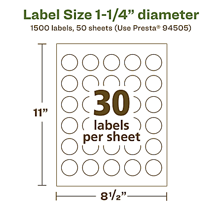 Avery Recycled Paper Labels 94505 EWMP50 Round 1 14 diameter White Pack ...
