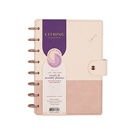 2026 Citrine MonthlyWeekly Small Disc Bound Planner 5 34 x 8 Ivory ...