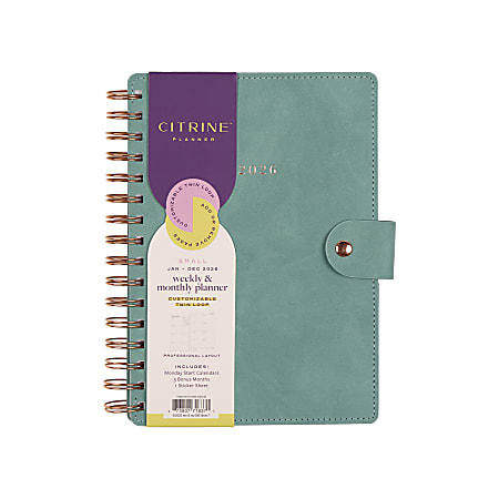 2026 Citrine MonthlyWeekly Small Customizable Twin Loop Planner 5 34 x ...
