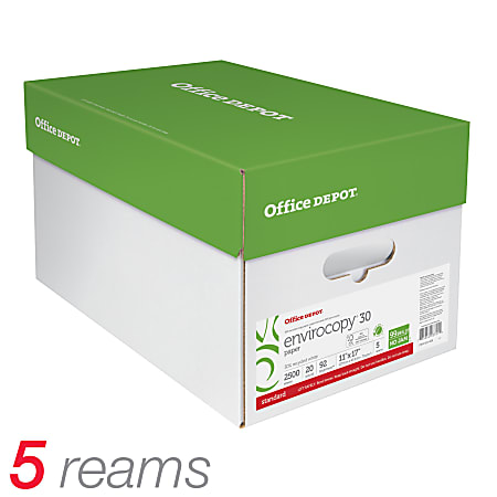 Office Depot EnviroCopy Copy Paper 5 Reams White Ledger 11 x 17 2500 ...
