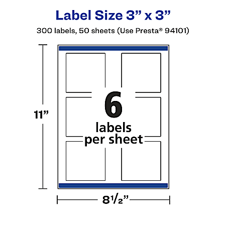 Avery Glossy Permanent Labels With Sure Feed 94101 CGF50 Square 3 x 3 ...