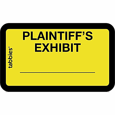Tabbies Plaintiffs Exhibit Legal File Labels 58094 1 58 W x 1 L Yellow ...