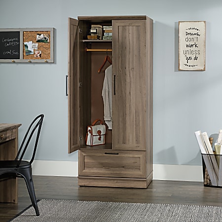 Sauder Homeplus Storage Cabinet Closet 2 Shelves Salt Oak - Office Depot