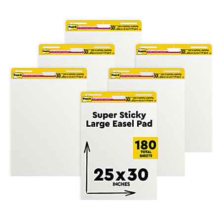 Post it Super Sticky Easel Pads 25 x 30 6 Pads 20 SheetsPad School ...