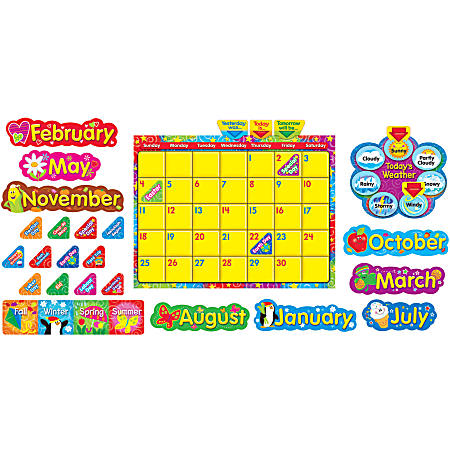 Trend WipeOff StarsSwirls Calendar Bulletin Board Set Learning ...
