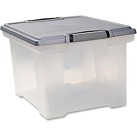 Storex Tote Stackable Storage Box With Lid LetterLegal Size 14 516 x 18 ...