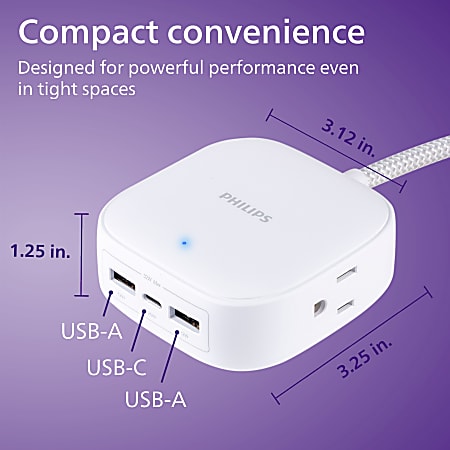 Philips Desktop 2 Outlet Charging Hub 5 White - Office Depot