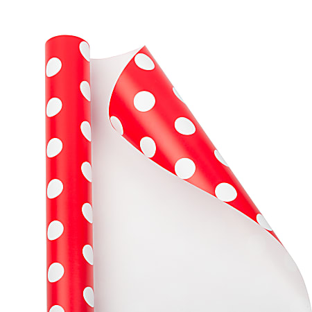 JAM Paper Wrapping Paper Polka Dot 25 Sq Ft Red with White Dots ...