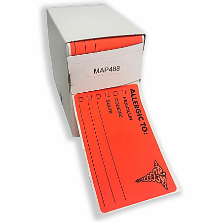 Tabbies ALLERGIC TO Medical Allergy Labels TAB00488 4 x 2 12 ...