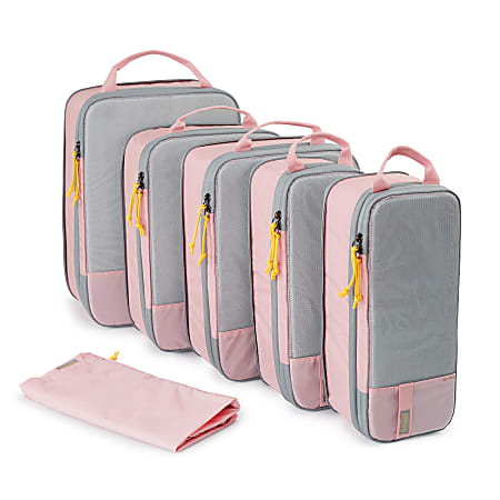 BAGSMART Polyester Packing Cubes Pink Set Of 6 Cubes - Office Depot