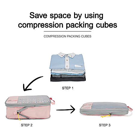 BAGSMART Polyester Packing Cubes Pink Set Of 6 Cubes - Office Depot