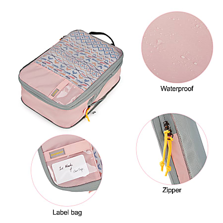 BAGSMART Polyester Packing Cubes Pink Set Of 6 Cubes - Office Depot