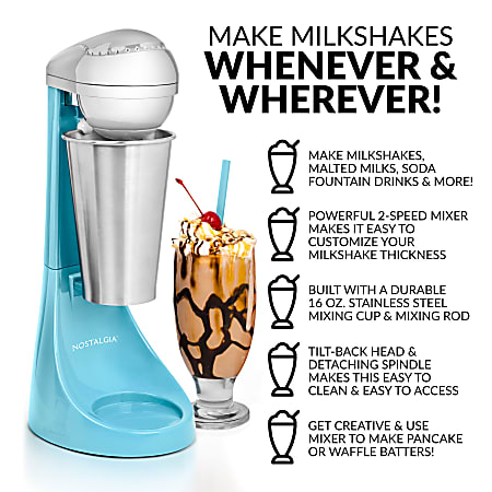 Nostalgia Electrics 2-Speed Milkshake Maker, Blue