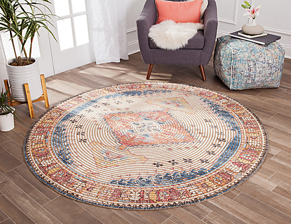 Anji Mountain Beso Round Area Rug 4 Diameter Multicolor - Office Depot