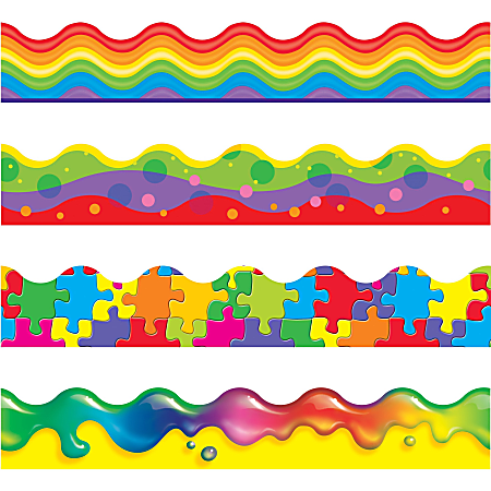 Trend Color Blast Bolder Borders Variety Pack Jigsaw Rainbow Gel Wavy ...
