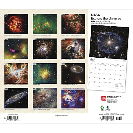 2024 BrownTrout Monthly Deluxe Wall Calendar 14 x 12 NASA Explore the ...